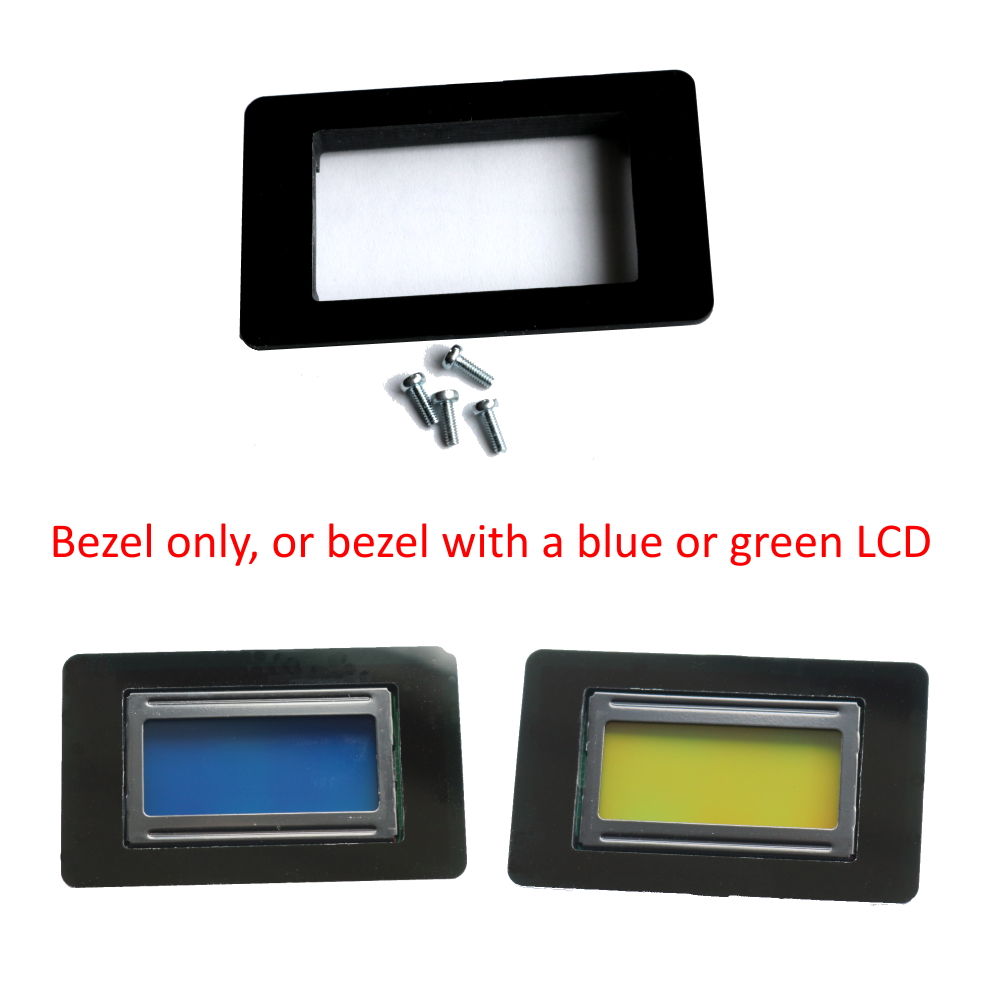 0802A LCD Module BEZEL, with optional 8x2 green or blue LCD display