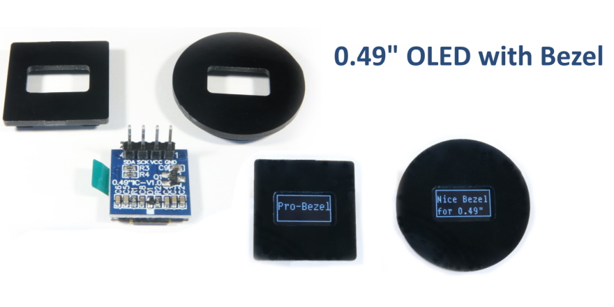 0.49 inch 64x32 OLED display with round or square Bezel