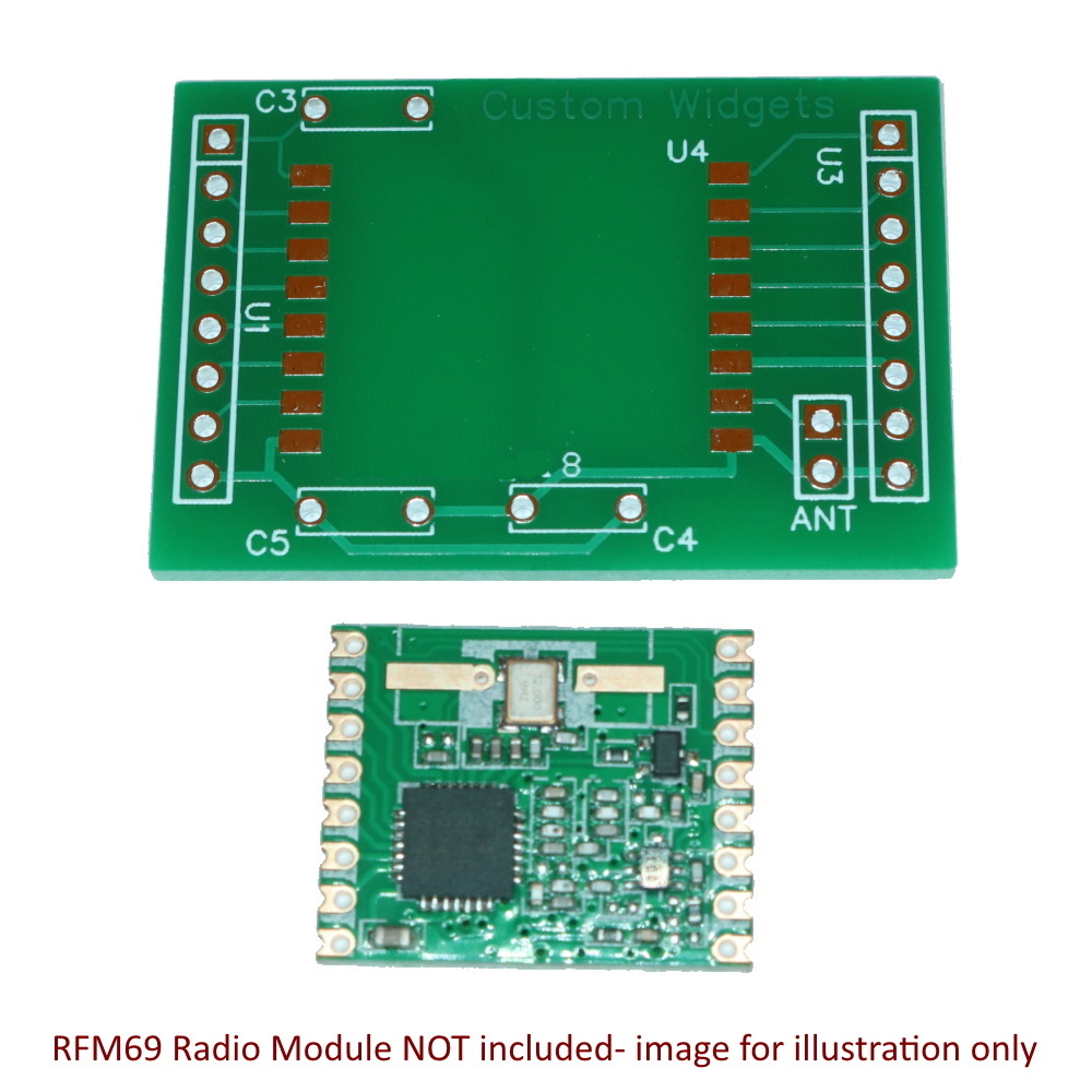 RFM69 Adapter PCB, 2mm to 2.54mm layout converter