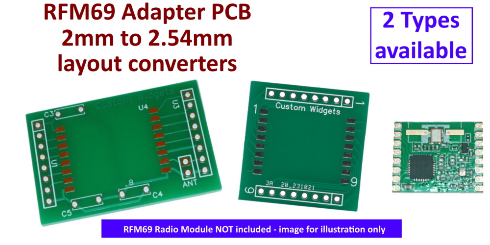 RFM69 Adapter PCB, 2mm to 2.54mm layout converter